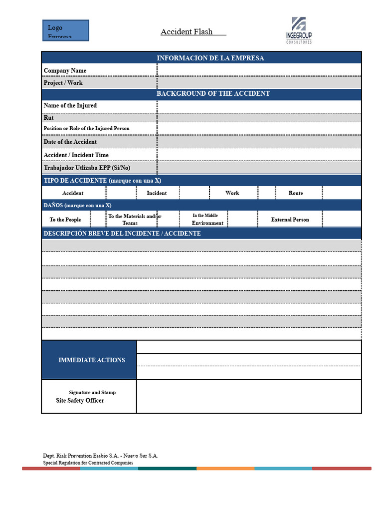 Accident Report Template for Companies | PDF | Accidents | Injury