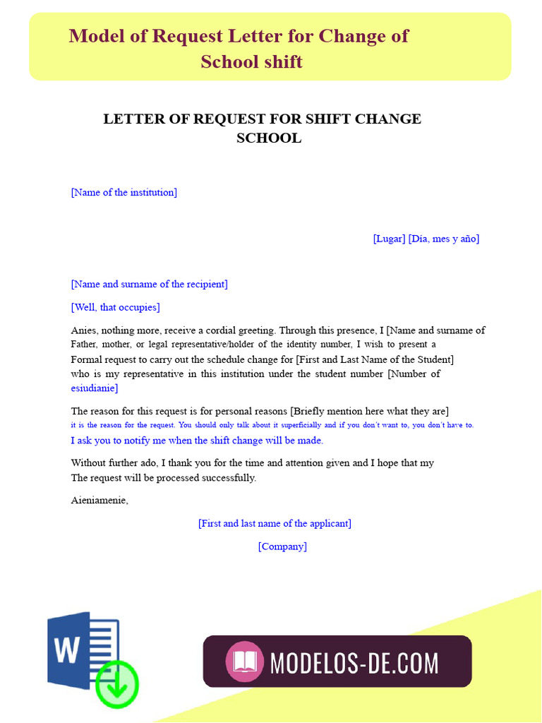 Letter of Request For Change of School Shift | PDF