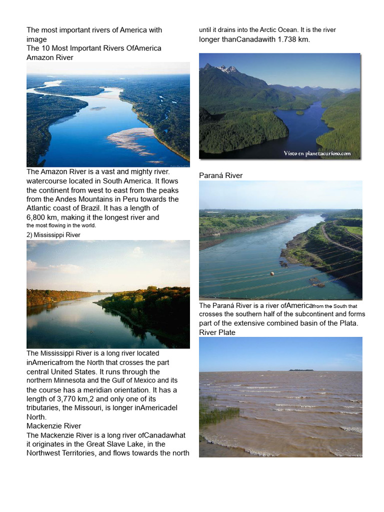 The Most Important Rivers of America With Image | PDF | Rock Music ...