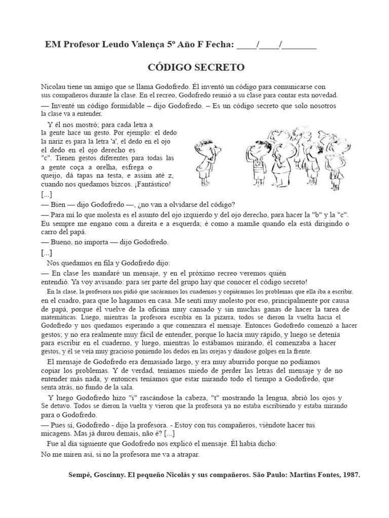 Código Secreto en el Aula: Historia de Godofredo | PDF