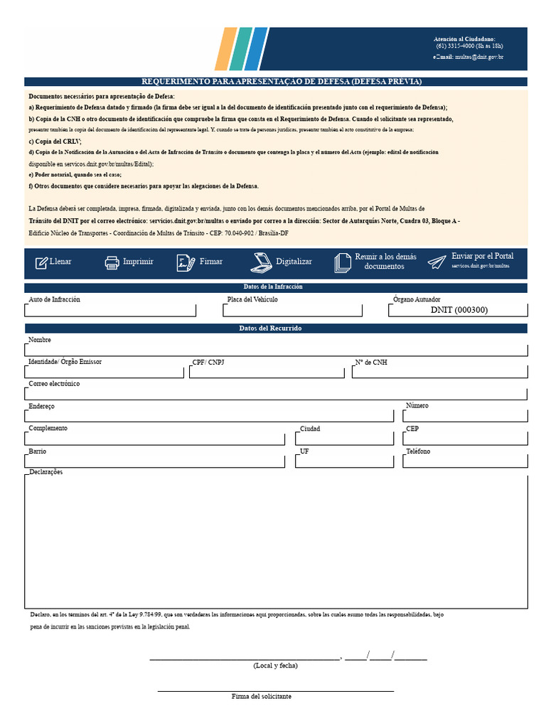Requisitos para Defensa de Multas DNIT | PDF