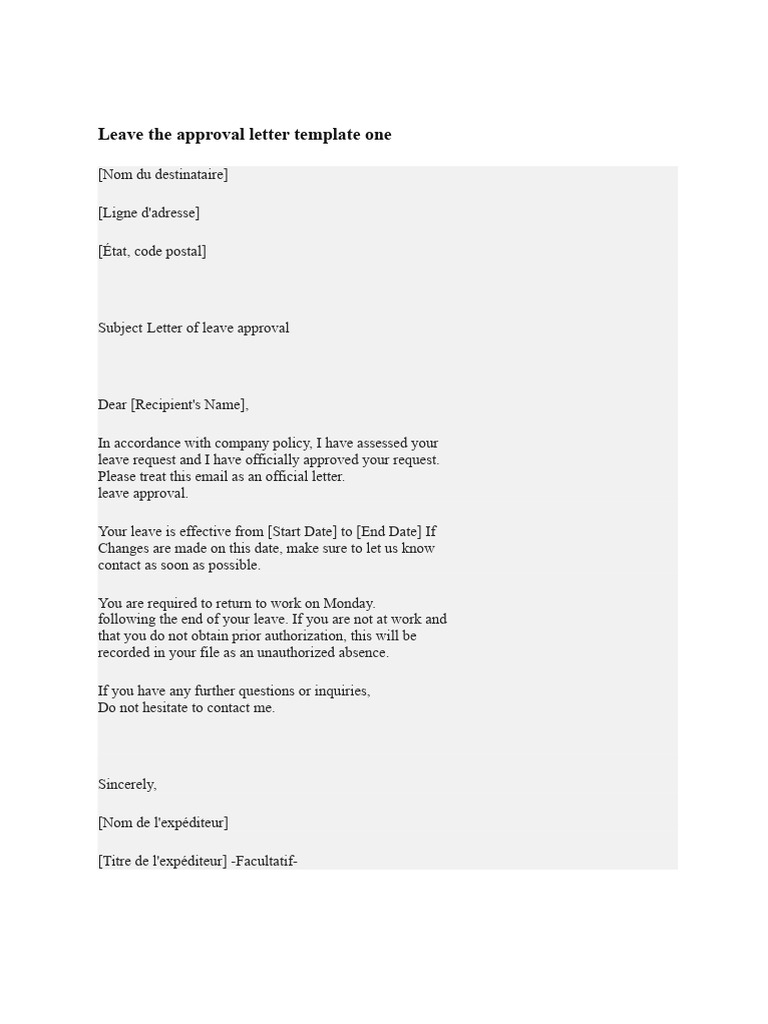 Leave Approval Letter Template | PDF