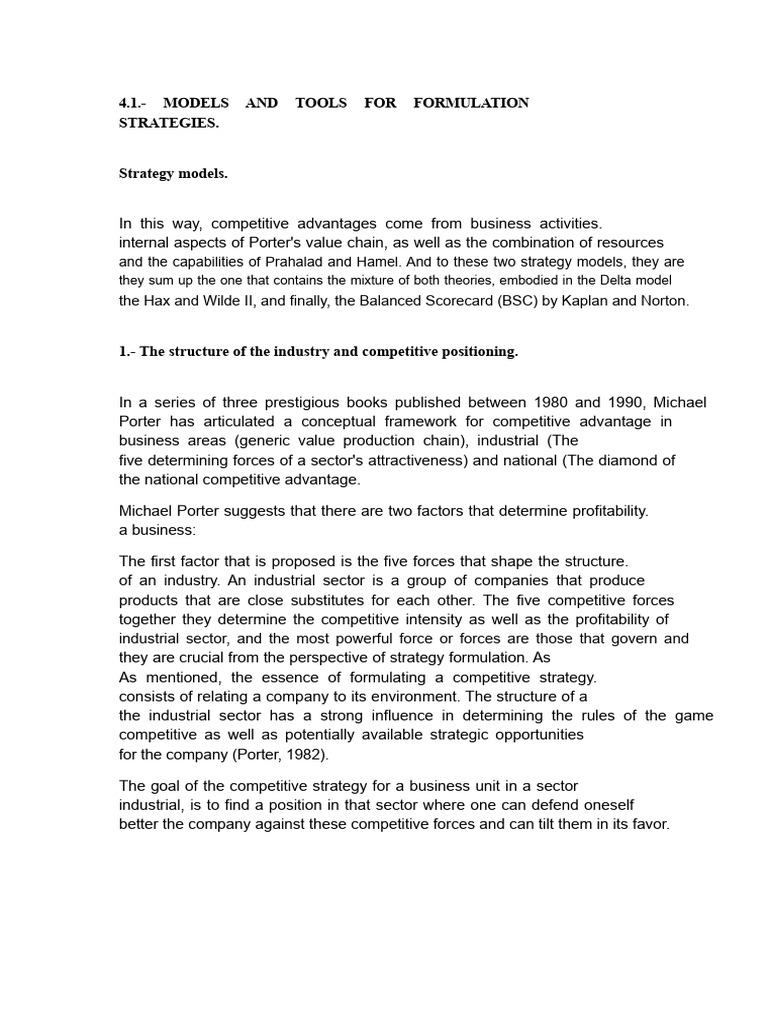 Models and Tools for Strategy Formulation | PDF | Strategic Management | Competitive Advantage