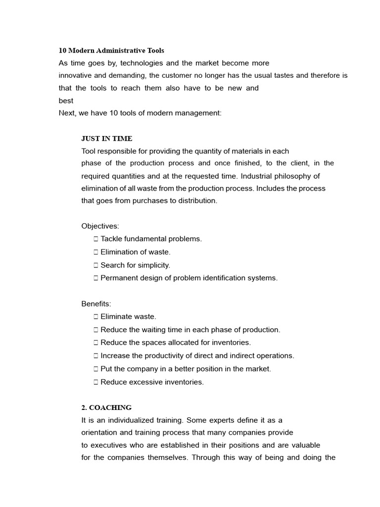 10 Essential Modern Management Tools | PDF | Emotions | Lean Manufacturing