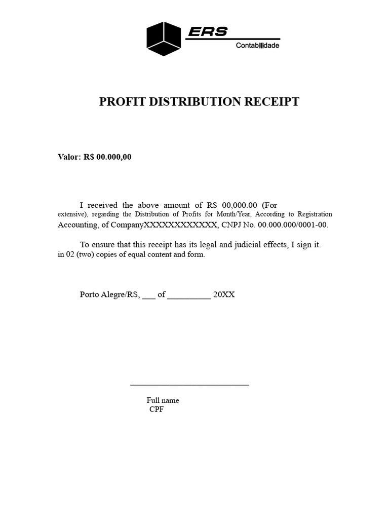 Profit Distribution Receipt Template | PDF