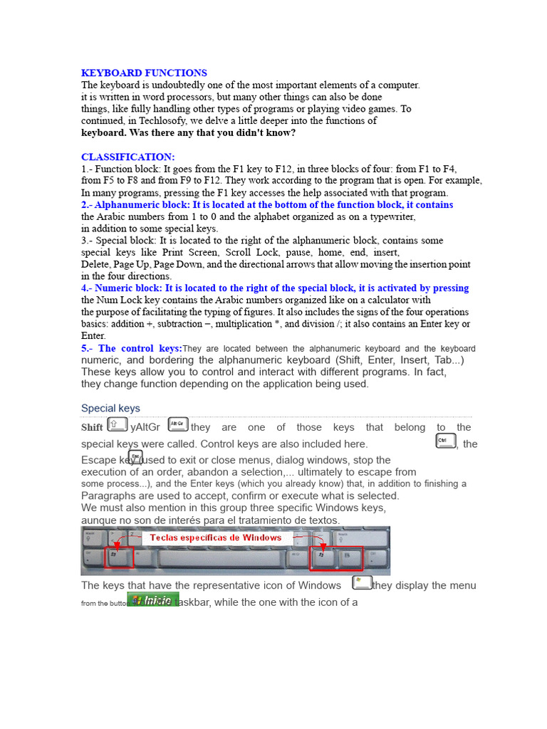 Functions of the Keyboard | PDF | Computer Keyboard | Control Key