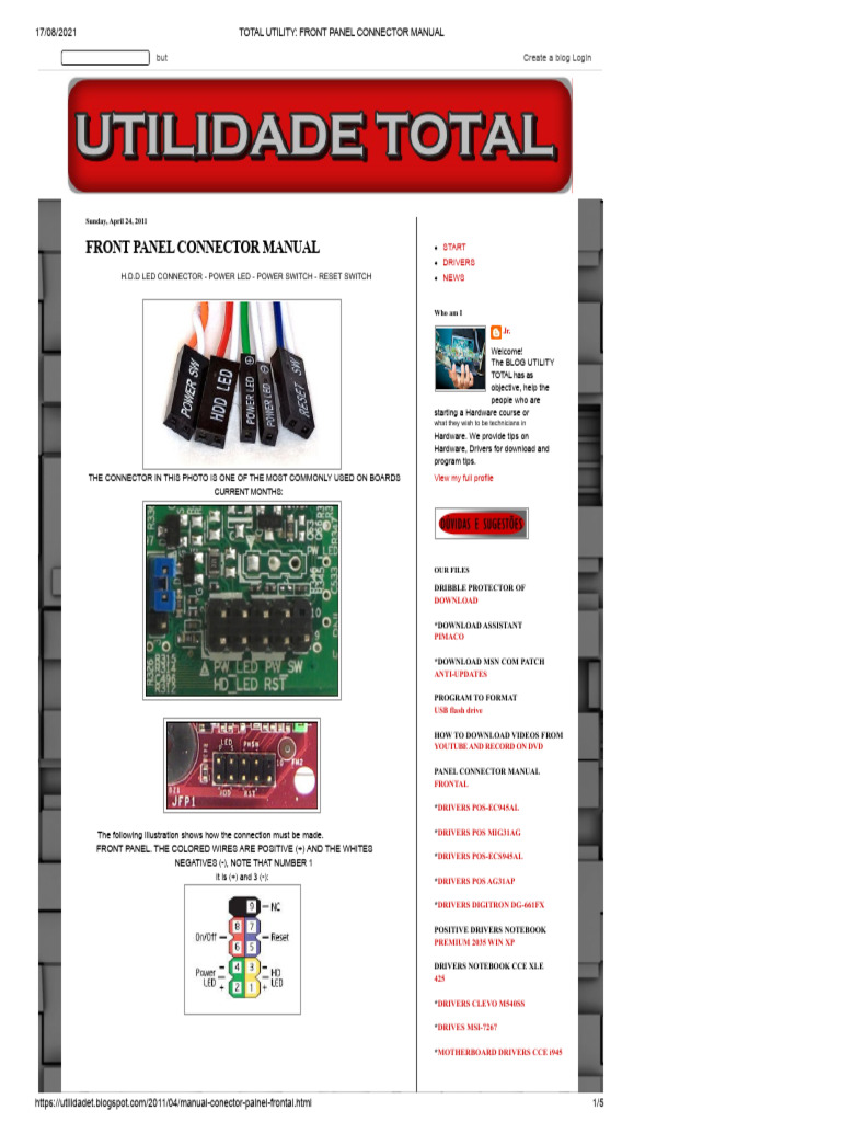 Front Panel Connector Manual | PDF | Computer Hardware | Computing Platforms