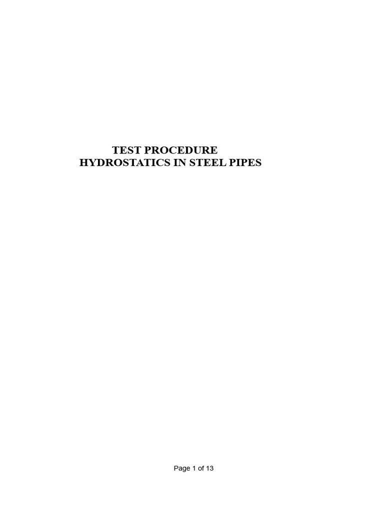Hydrostatic Testing Procedure for Steel Pipes | PDF | Leak | Pipe ...