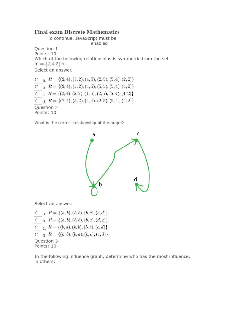 Final Exam Discrete Mathematics | PDF