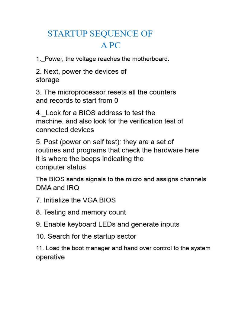 PC Startup Sequence and Beep Codes | PDF