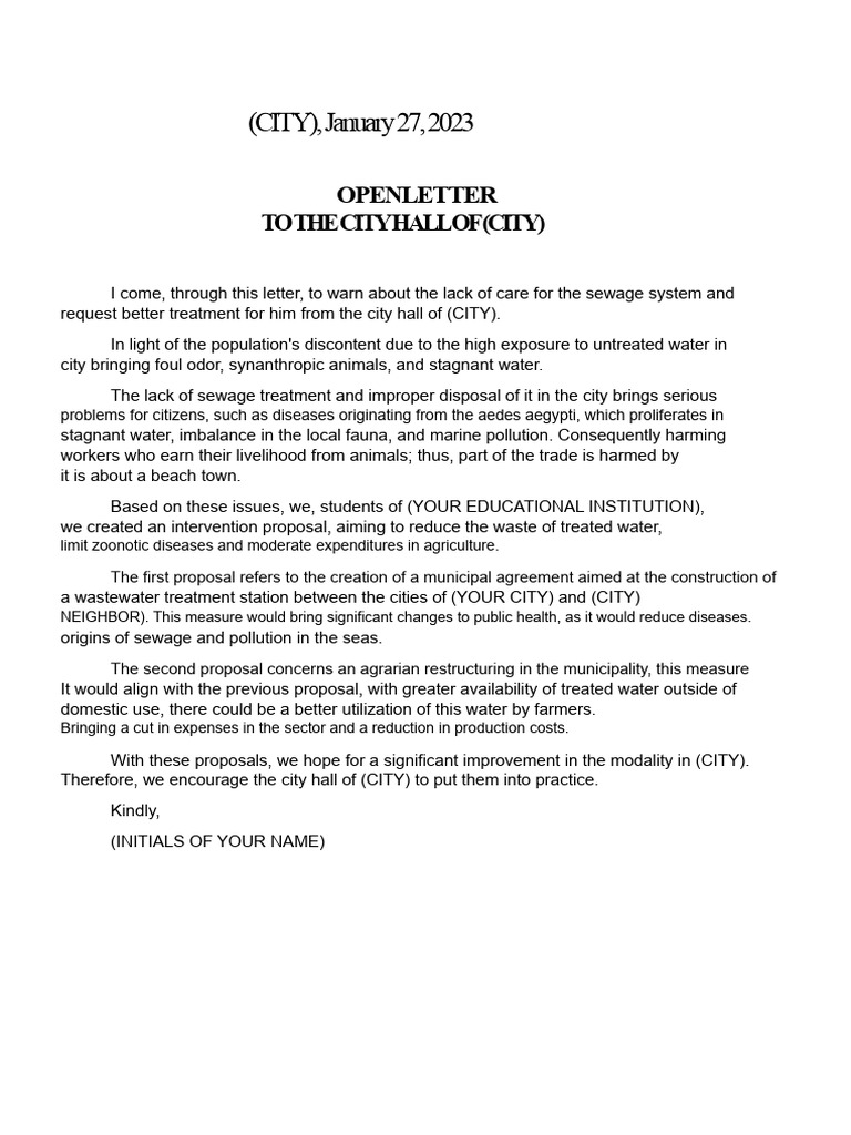 Ready-Made Open Letter Template (Customizable) | PDF