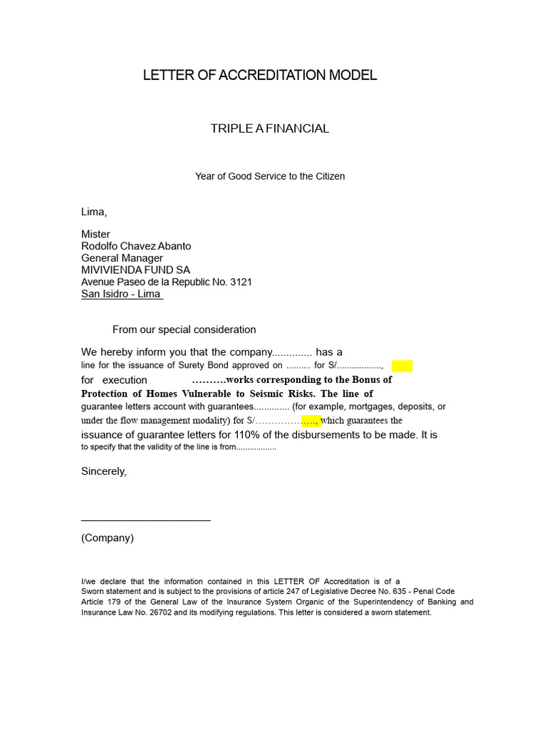 Model of Accreditation Letter Bpvv1 | PDF