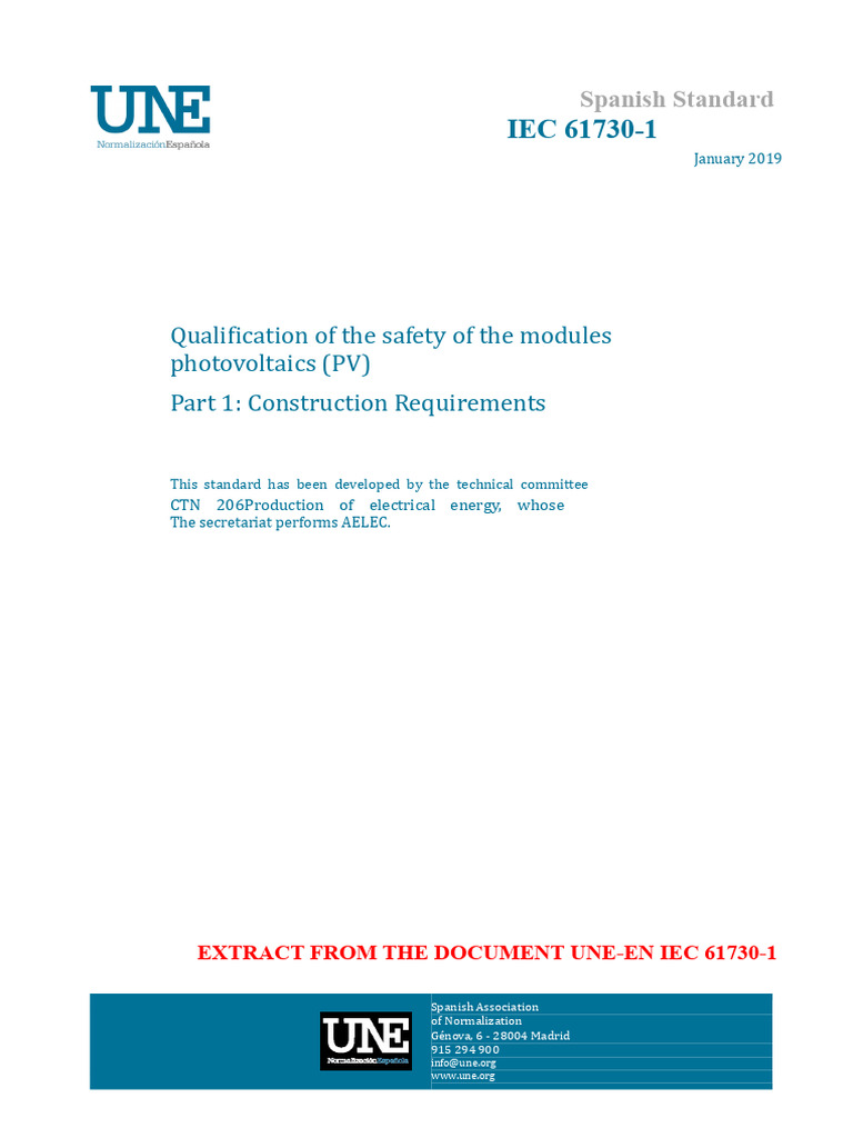 (Ex) Unite-En Iec 61730-1 2019 | PDF | Photovoltaics | Photovoltaic System