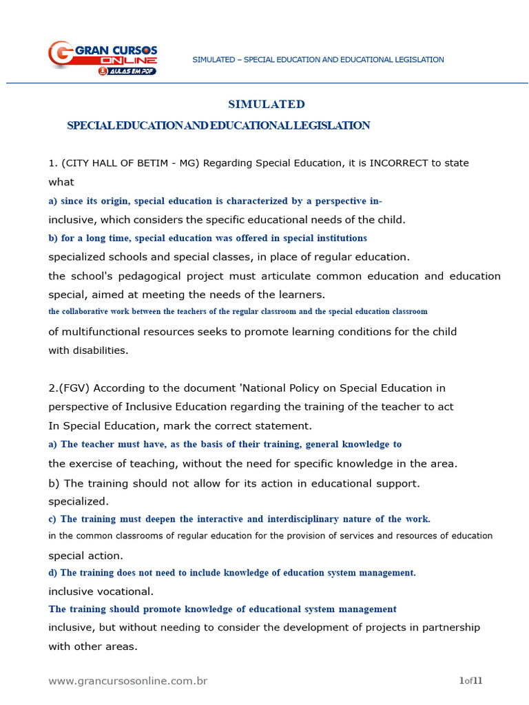 Special Education Legislation Simulation | PDF | Special Education ...