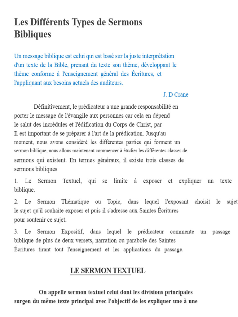 Types de Sermons Bibliques Expliqués | PDF | Samson | Doctrines et ...