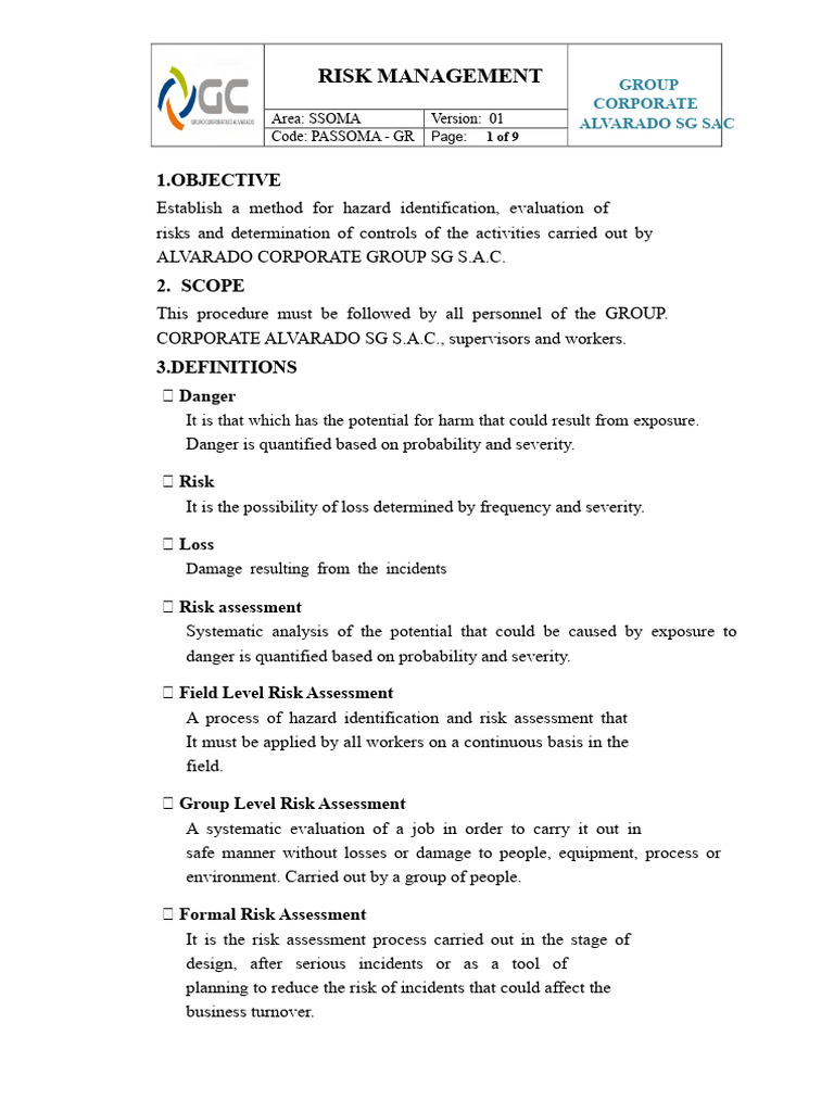 Risk Management Procedure | PDF | Risk | Risk Assessment