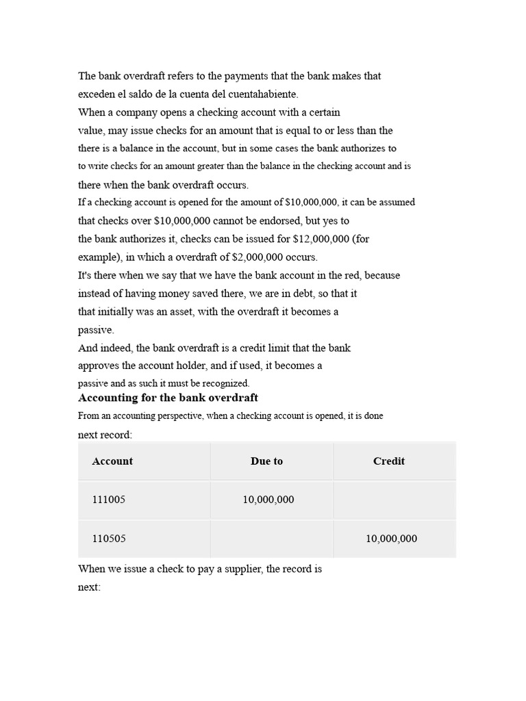 The Bank Overdraft | PDF | Transaction Account | Audit