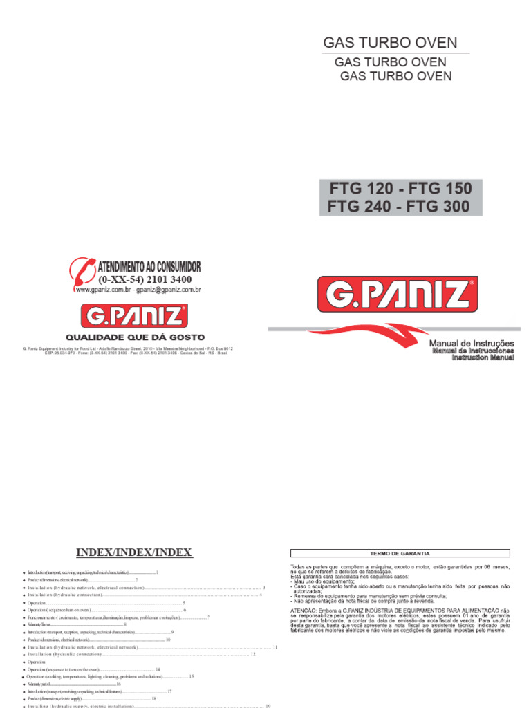 Gas Turbo Oven FTG Series Guide | PDF | Mains Electricity | Ac Power ...