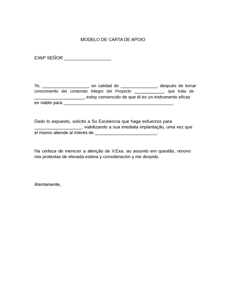 Modelo de Carta de Apoyo Formal | PDF