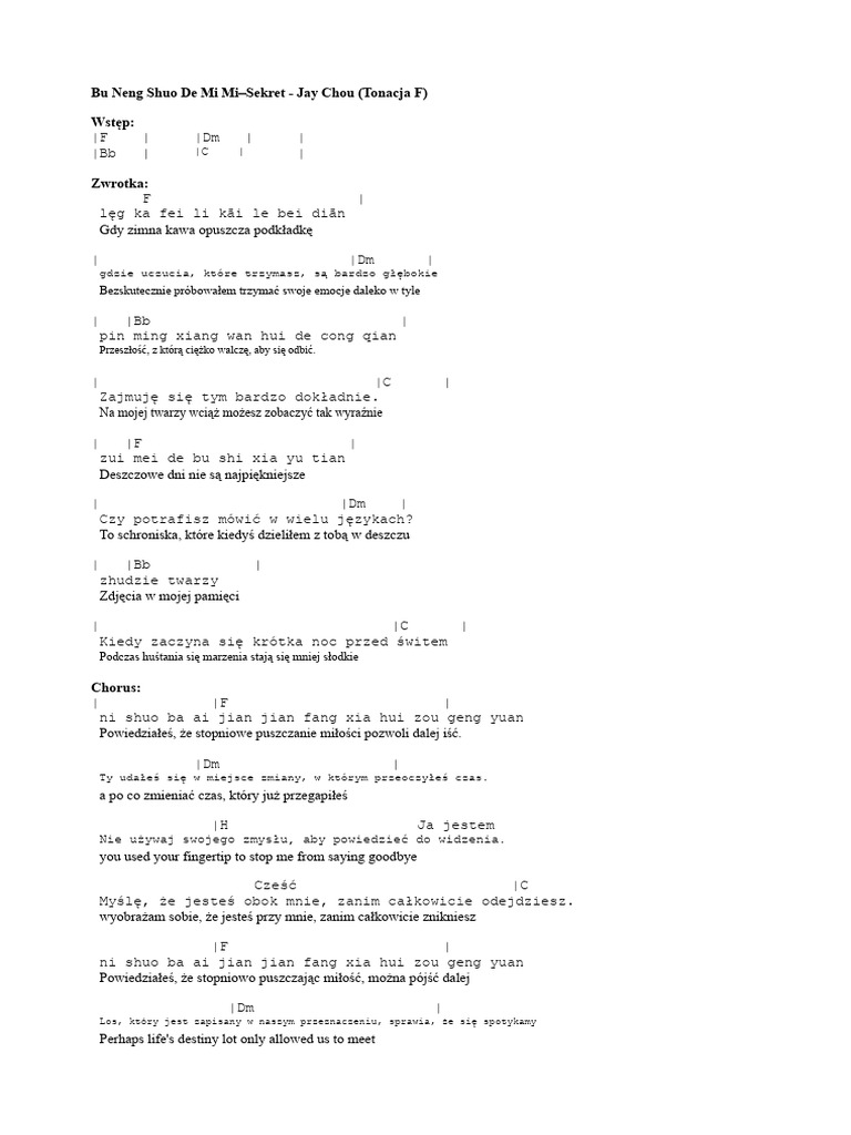 Bu Neng Shuo de Mi Mi - Jay Chou | PDF