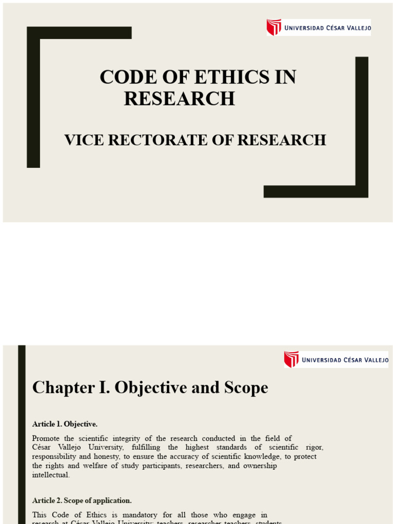 César Vallejo University Research Ethics Code | PDF | Scientific Method ...