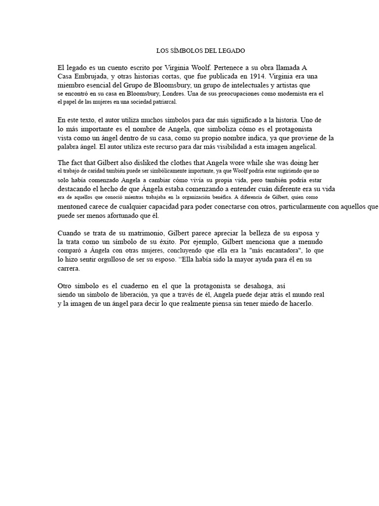 Símbolos en "El Legado" de Woolf | PDF