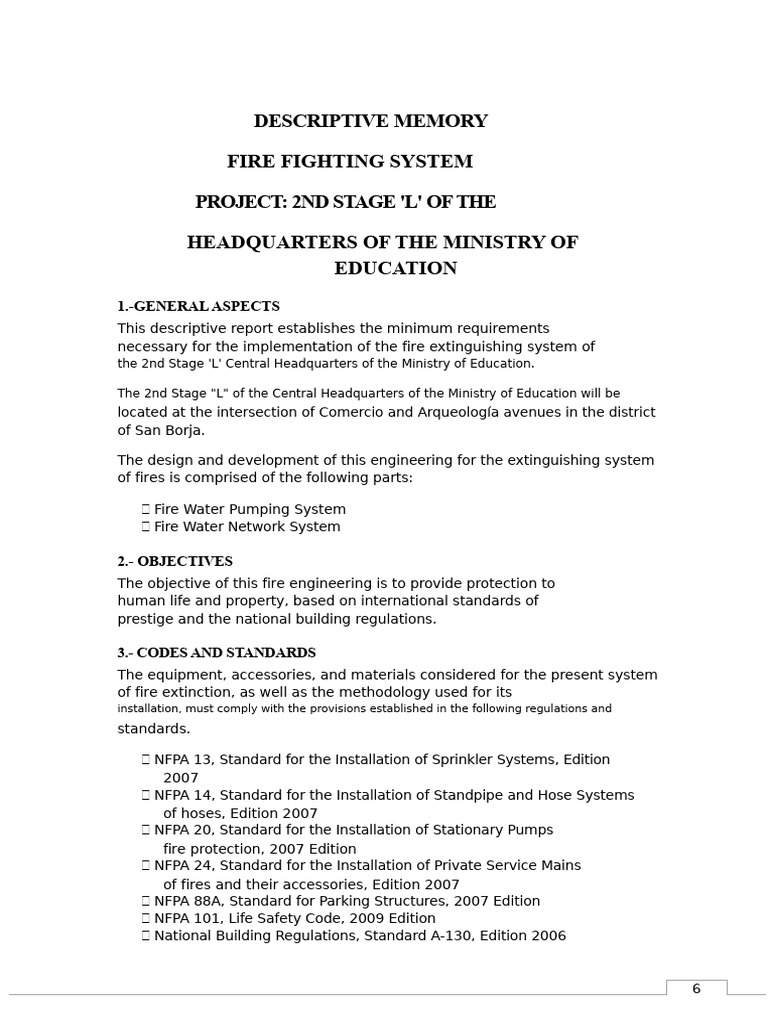 Fire Description Memo | PDF | Fire Sprinkler System | Pipe (Fluid ...