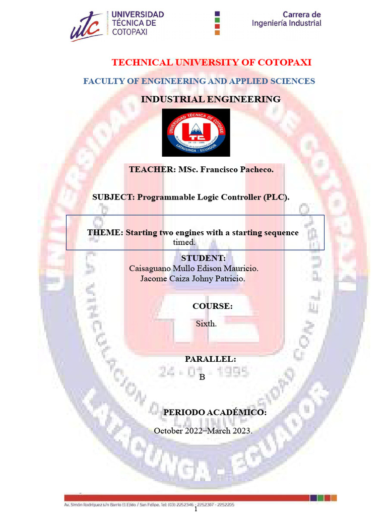 Starting two engines with a timed starting sequence. | PDF | Electric ...