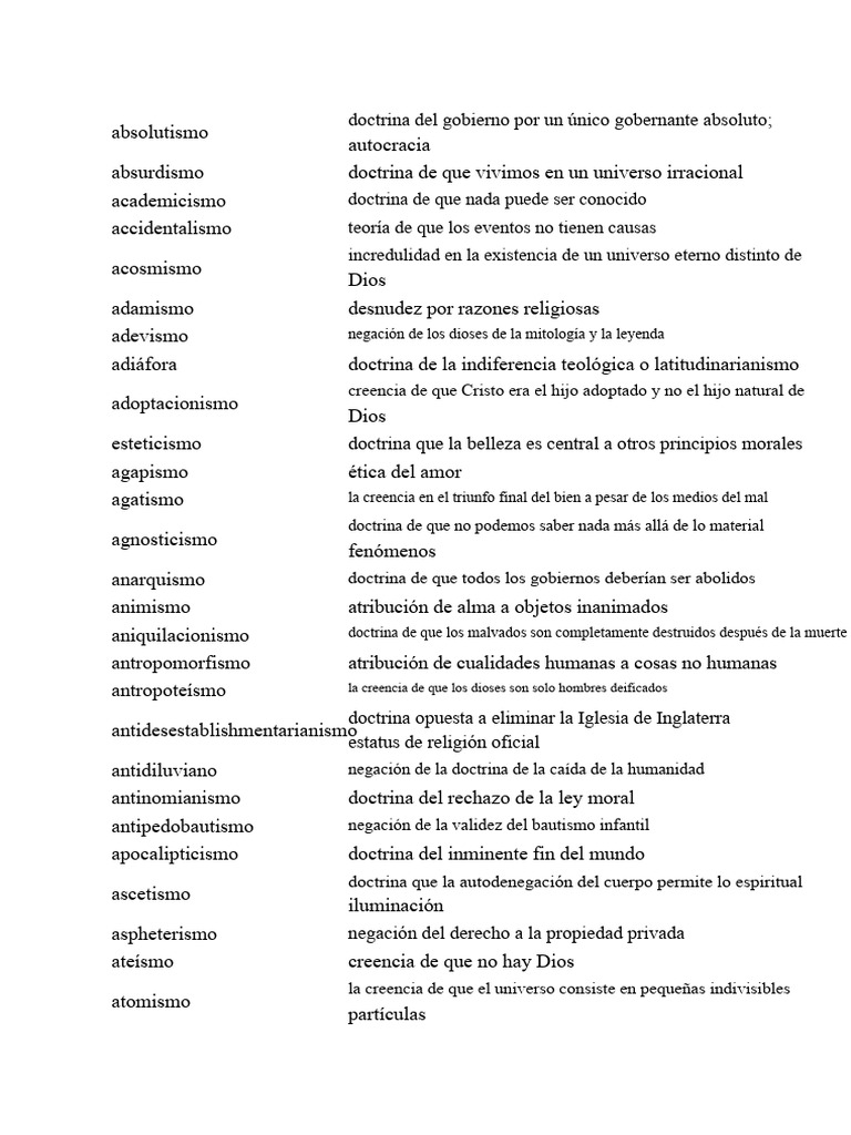 Un Diccionario de Las Palabras Que Terminan en - Ismo | PDF | Dios ...