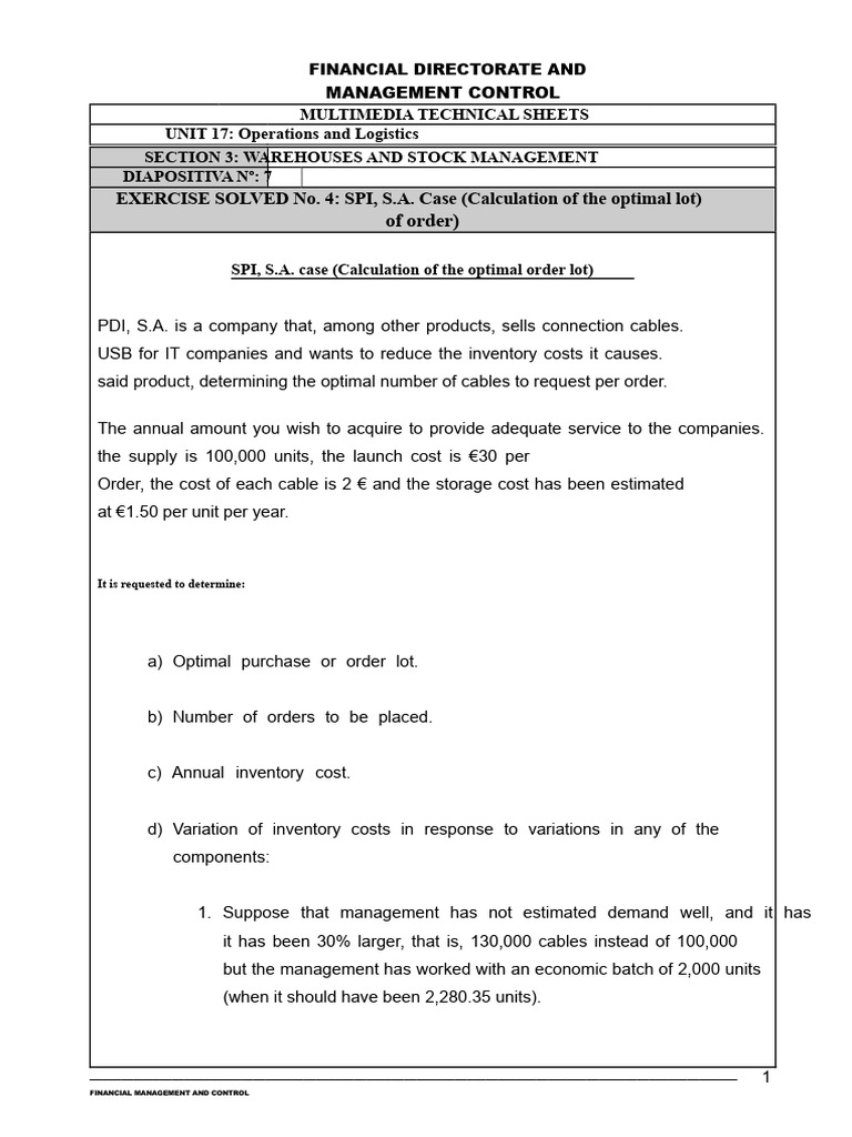 Pdd sheet u17 a3 d7 Resolved Exercise No. 4 | PDF | Inventory | Logistics