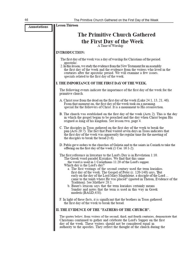 013_theprimitivechurchmeetsonthefirstdayoftheweek | PDF | Seventh Day ...