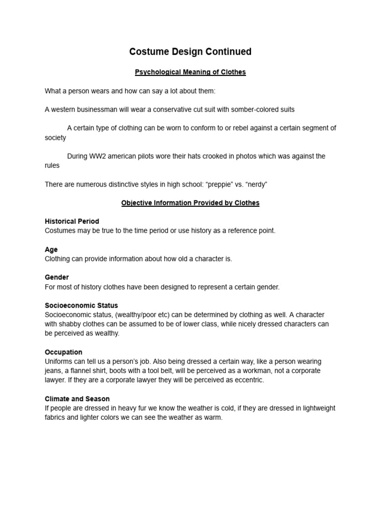 Psychological Insights in Costume Design | PDF | Clothing | Costume