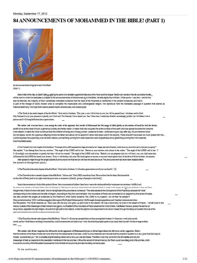 84 Announcements of Mohammed in the Bible! - Mizab | PDF | Jesus | Moses
