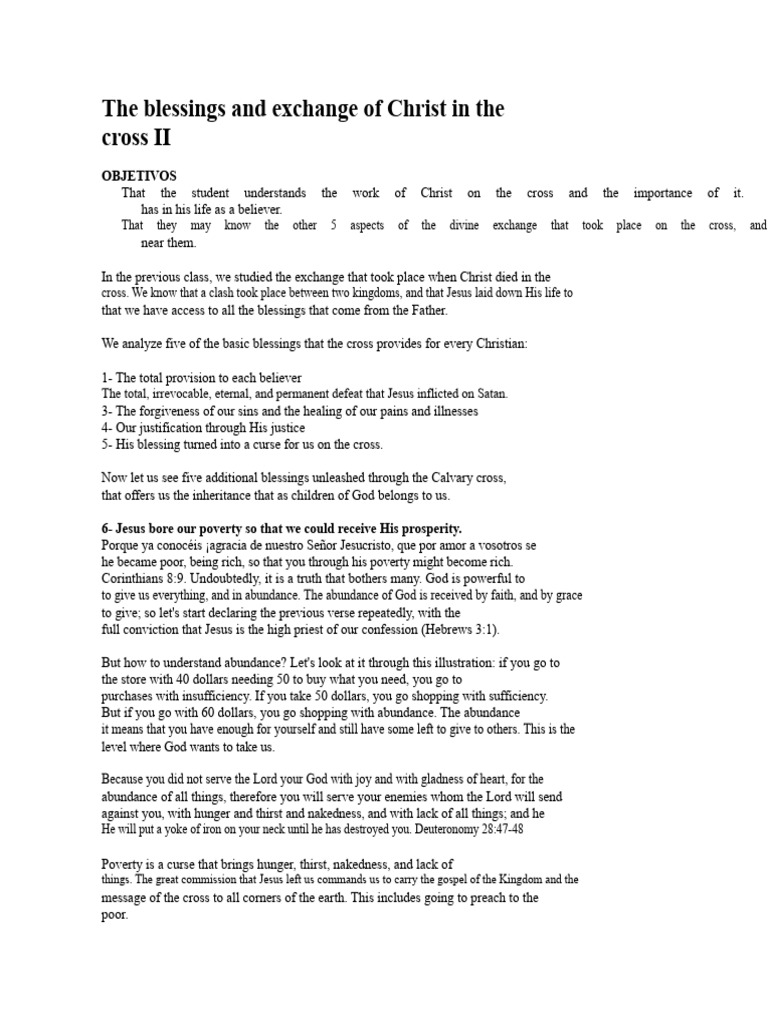 Blessings and Exchange of Christ On The Cross II | PDF | Jesus | Glory ...
