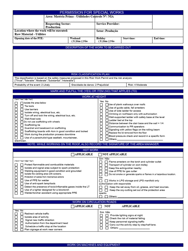 Special Work Risk Permit Guidelines | PDF | Welding | Construction