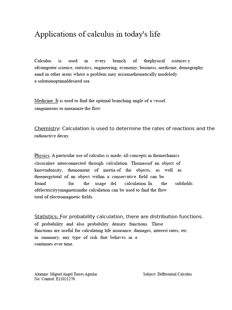 Applications of Calculus in Current Life | PDF | Calculus | Integrated ...