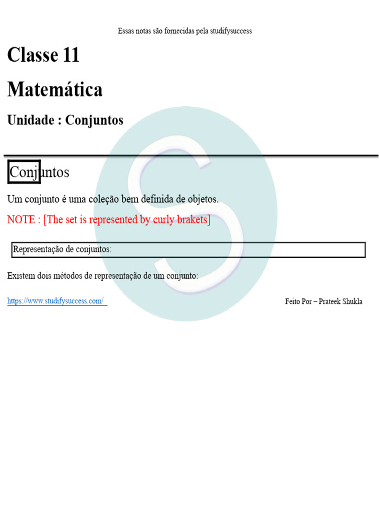 Notas sobre Conjuntos para Matemática 11 | PDF | Conjunto (Matemática ...