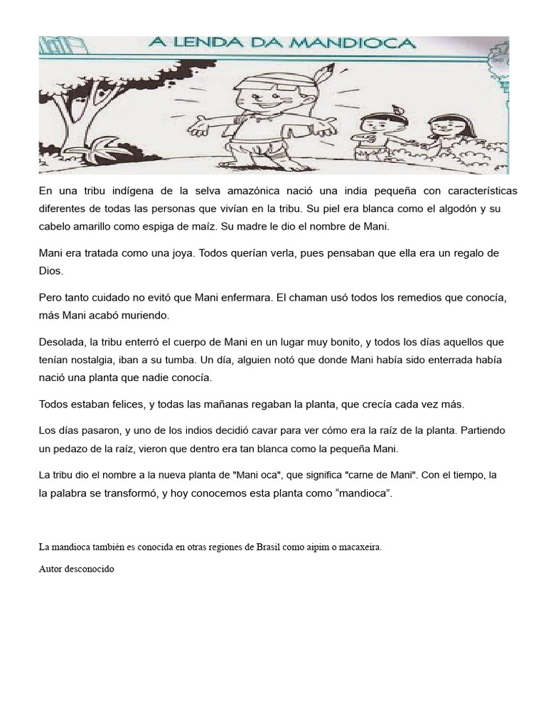 La leyenda de Mani y la mandioca | PDF