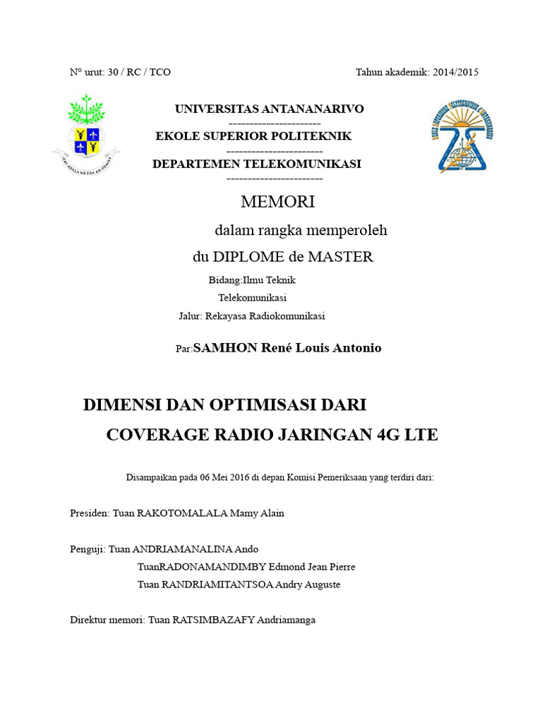 DIMENSI DAN OPTIMISASI PENUTUP RADIO JARINGAN 4G LTE (1) | PDF