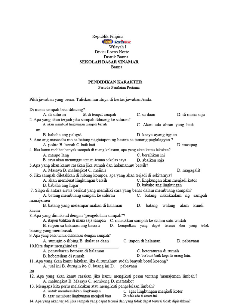 Pendidikan Karakter di Sekolah Dasar Sinamar | PDF
