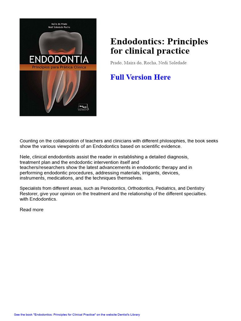 Endodontics: Principles For Clinical Practice: Full Version Here | PDF