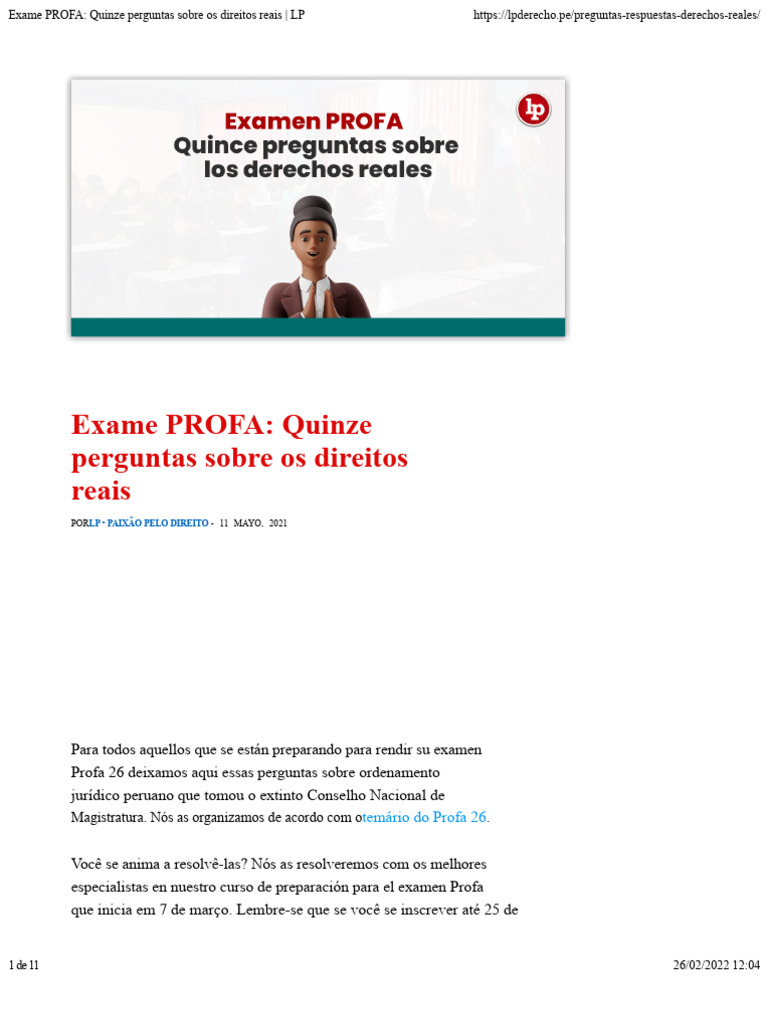 15 Perguntas sobre Direitos Reais PROFA | PDF | Propriedade privada ...