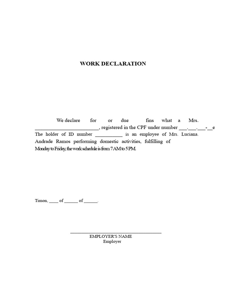101241268-WORK DECLARATION TEMPLATE.docx | PDF