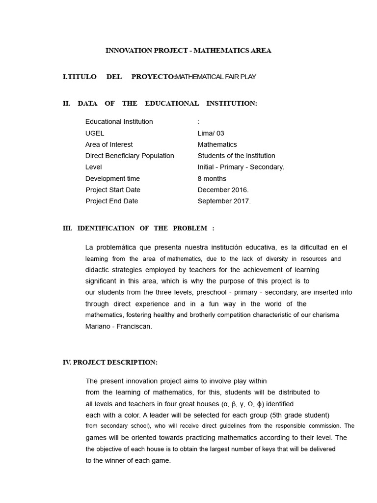 Innovation Project 2017 Mathematics.doc | PDF