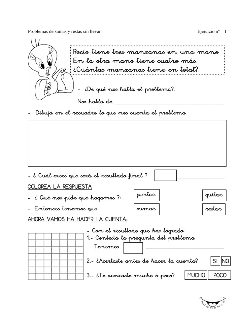 Problemas de Sumas y Restas Sin Llevar | PDF | Ocio
