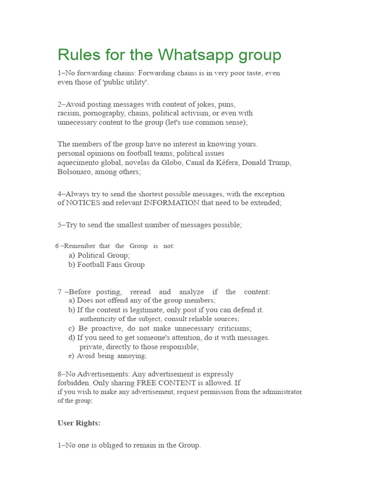 Whatsapp Group Rules and Etiquette | PDF | Human Communication ...