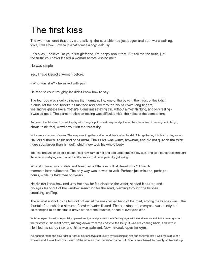 The First Kiss Text 7th | PDF | Subject (Grammar) | Verb