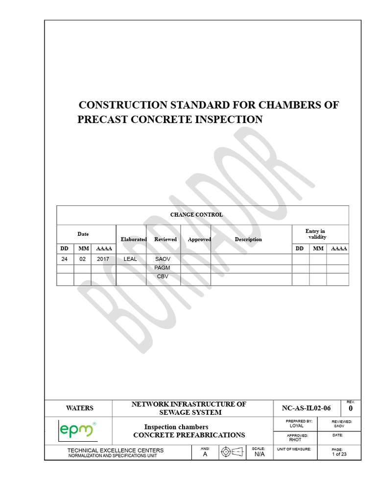 Precast Concrete Inspection Chambers Standard | PDF | Sanitary Sewer ...