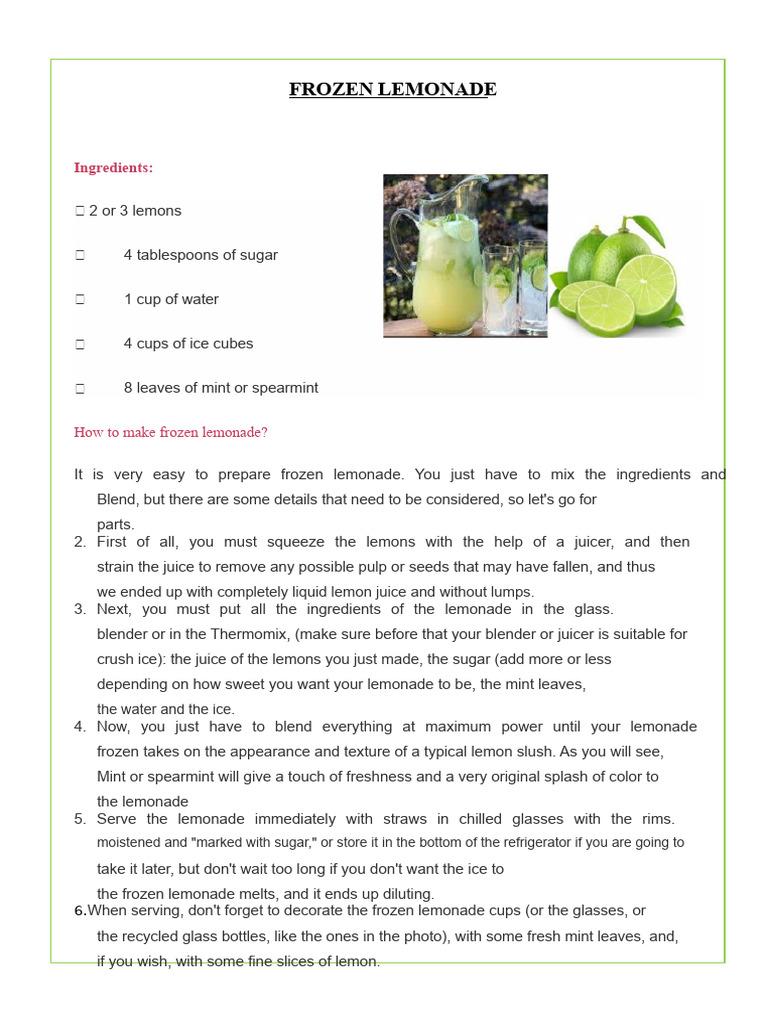 Frozen Lemonade Pdf