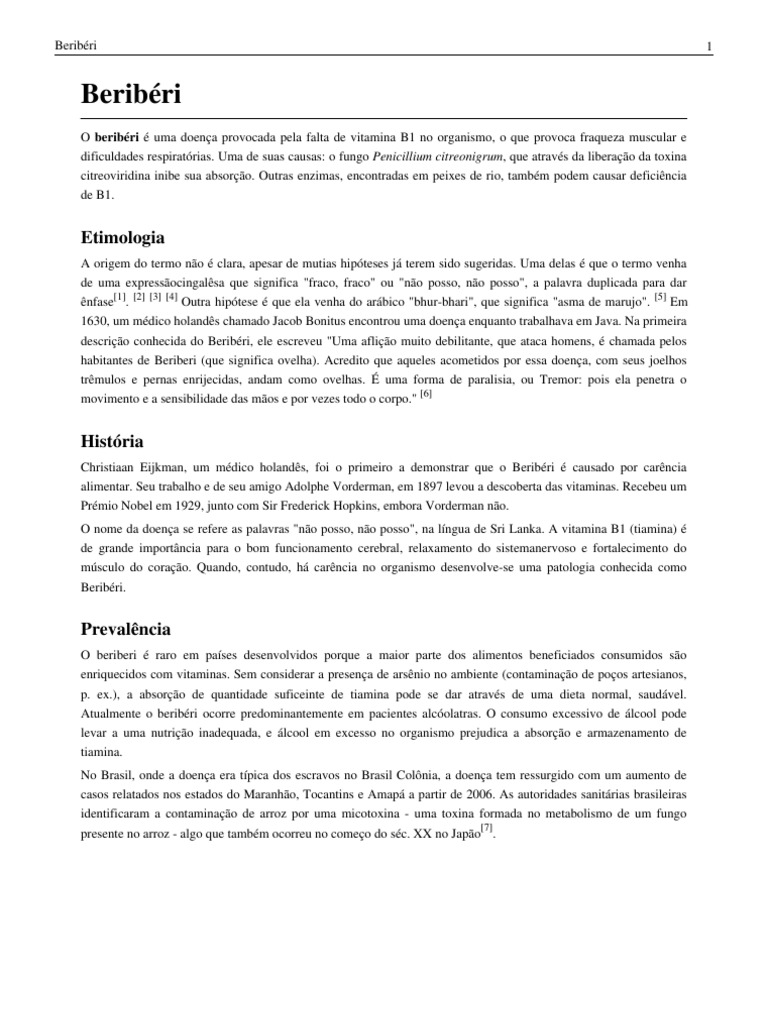 Entendendo o Beribéri e Seus Efeitos | PDF | Nutrição | Dieta e Nutrição
